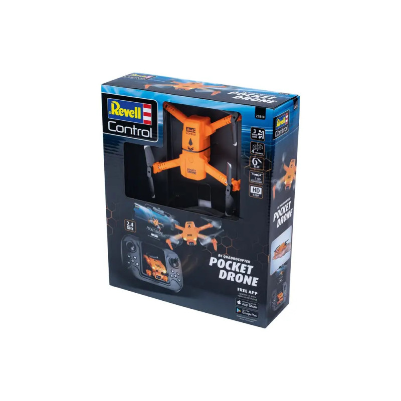 Revell Control Pocket Drone 23810 – Mini Quadrocopter mit HD-Kamera & Live-View