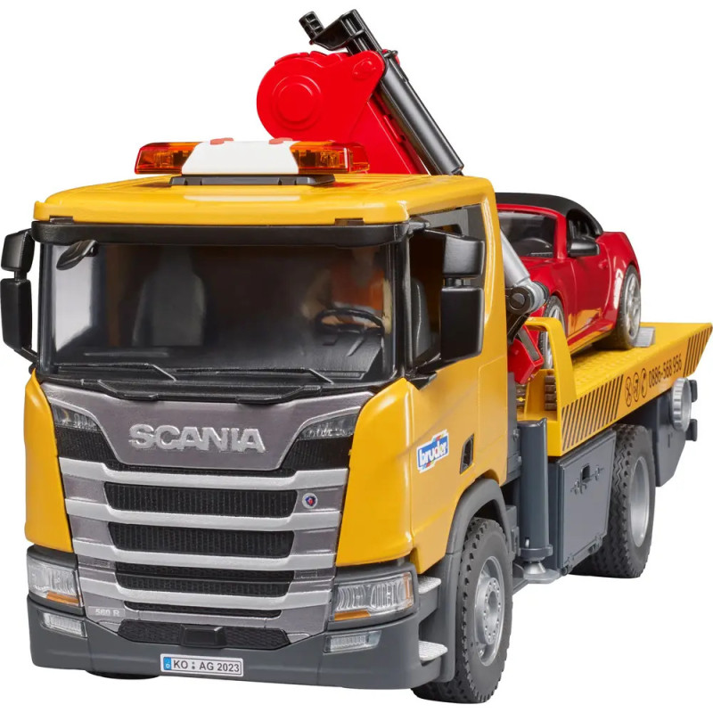 BRUDER Scania Super 560R Abschlepp-LKW mit Licht & Sound + Roadster ...